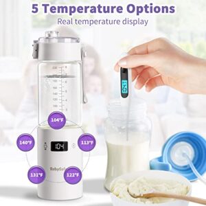 Portable Bottle Warmer for Baby Formula, BabySafe Wireless & Rechargeable Baby Water Warmer for Car Travel, 1.5Mins Fast Heating & 9H Constant Temperature Baby Milk Warmer On The Go (White)