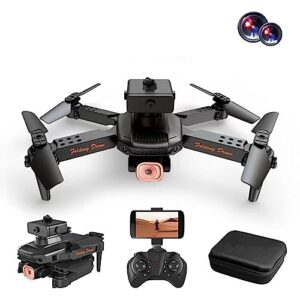 Drone With Dual 1080P HD FPV Camera Remote Control With Altitude Hold, Headless Mode, Start Speed Adjustment, Mini Drone Toys Gifts For Boys Girls (C Black(Dual Camera))