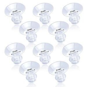 10pcs flange inserts, 13/15/17/19/21mm silicone breast pump flange insert wearable breast pump accessories compatible with medela/spectra/tsrete/momcozy s9/s12/s9pro/s12pro