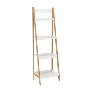 rdlcar ladder shelf bookshelf,4-tier bookcase,55 inch tall industrial wood storage rack, arched open shelves for home office, living room, bedroom, kitchen