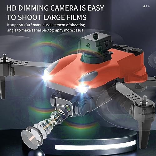 Foldable Drone with Camera, HD 1080P Camera FPV Drone,Beginner Gesture Control Drone,Obstacle Avoidance,Headless Mode,WiFi Remote Control Quadcopter Drone,Cool Lightweight with Lights (Orange)