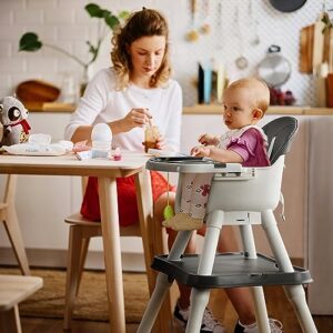 Baby High Chair, 8 in 1 Convertible High Chairs for Babies and Toddlers, Baby High Chair with Double Removable Tray, Infant Booster Seat, Building Block Table, Kids Stool Table Set (Gray)