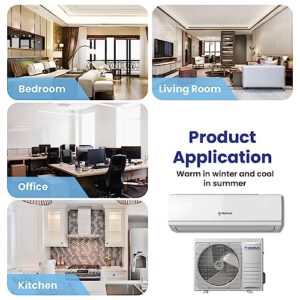 AURUS 1 Ton 12,000 BTU Mini Split Cools Up to 500 Sq.Ft Energy Efficient Air Conditioner & Heater Ductless Split System, Pre-Charged 10ft Installation Kit 110v