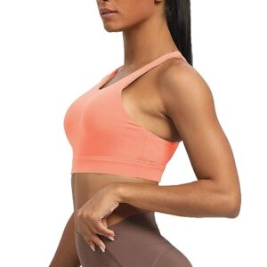 Aoxjox Women's Workout Sports Bras Fitness Medium-High Cross Back Sporty Padded Bra Yoga Crop Tank Top (Papaya, Small)