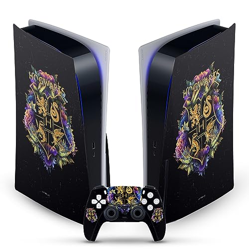 Head Case Designs Officially Licensed Harry Potter Hogwarts Crest Graphics Vinyl Faceplate Sticker Gaming Skin Decal Compatible with Sony Playstation 5 PS5 Disc Edition Console & DualSense Controller