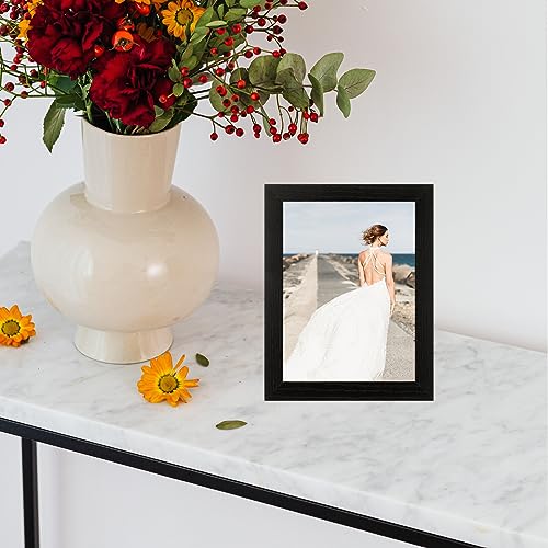 VOSAREA Home Decor Wood Picture Frame Natural Photo Frame 9x7 Inch Tabletop Wall Hanging Gifts for Prize Certificate Photo Display Prop Black Photo Frame