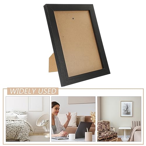 VOSAREA Home Decor Wood Picture Frame Natural Photo Frame 9x7 Inch Tabletop Wall Hanging Gifts for Prize Certificate Photo Display Prop Black Photo Frame