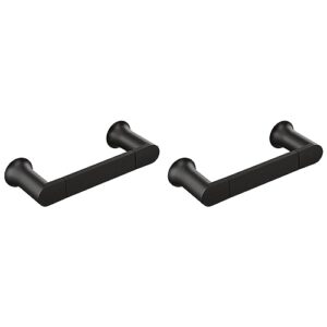 moen genta matte black modern 6.8-inch length hand-towel bar for bathroom or kitchen, bh3886bl (pack of 2)