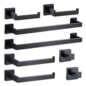 8-piece bathroom hardware accessories set, towel bar sets include towel bar towel holder toilet paper holder towel hook,16 inch bath accessories kit，matte black