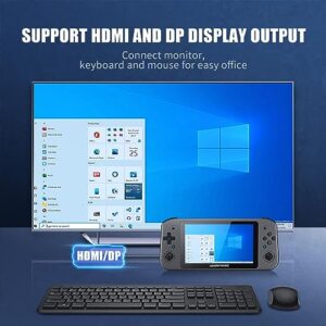 WIN600 Handheld PC Game Console 5.94 Inch IPS Touch Screen Preset Windows10 Home Edition System 256GB M.2 SSD (Black)