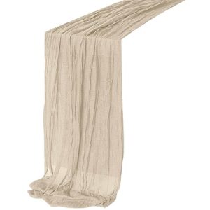 8 Packs 10Ft Champagne Cheesecloth Table Runner 29"x 120" Gauze Fabric Boho Table Runner Decor Rustic Cheesecloth Table Cloth for Romantic Wedding,Birthday Party,Holiday Dinner Table Decor (Khaki)