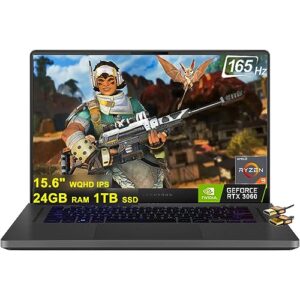 asus rog zephyrus g15 gaming laptop 15.6" wqhd ips 165hz (100% dci-p3) amd octa-core ryzen 9 6900hs (>i7-11370h) 24gb ram 1tb ssd geforce rtx 3060 6gb graphic usb-c backlit win11 black + hdmi cable