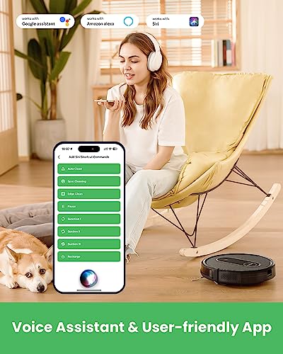 Vactidy Nimble T7 Robot Vacuum and Mop Combo, WiFi/App/Alexa/Siri Control, Robotic Vacuum Cleaner with Schedule, 2 in 1 Watertank & Dustbin, Self-Charging, Slim, Ideal for Hard Floor, Pet Hair, Carpet