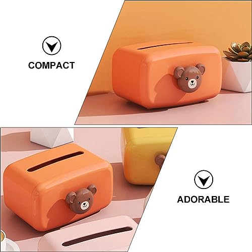 Paper Towel Holder Tissue Box Cover Cute Rectangle Napkin Holder Cartoon Bear Wipes Dispenser for Home Bathroom Kitchen Office Table Wall Paper Towel Dispenser