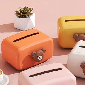 Paper Towel Holder Tissue Box Cover Cute Rectangle Napkin Holder Cartoon Bear Wipes Dispenser for Home Bathroom Kitchen Office Table Wall Paper Towel Dispenser