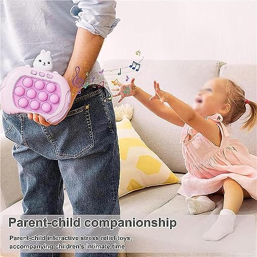 Pocket Game for Kid, Quick Push Bubble Competitive Game Console Series,2 Pcs Children's Decompression Breakthrough Puzzle Game Machine, Cool Pocket Game Kids, Mini Portable (Duck+Bear)