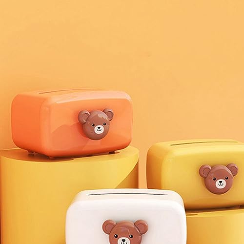 Paper Towel Holder Tissue Box Cover Cute Rectangle Napkin Holder Cartoon Bear Wipes Dispenser for Home Bathroom Kitchen Office Table Wall Paper Towel Dispenser