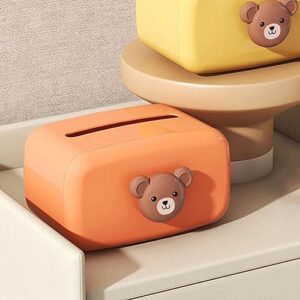 Paper Towel Holder Tissue Box Cover Cute Rectangle Napkin Holder Cartoon Bear Wipes Dispenser for Home Bathroom Kitchen Office Table Wall Paper Towel Dispenser