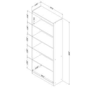 South Shore Furniture Axess 5-Shelf Bookcase Royal Cherry