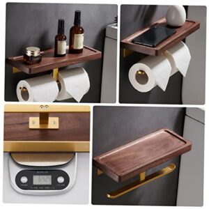 Zerodeko 1 PC Roll Paper Towel Holder Wooden Toilet Paper Holder Paper Towel Roll Holder No Nail Wall Hangers Toilet Paper Storage Paper Towel Wall Mount Tissue Roll Rack Brown Walnut Shelf