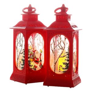 vosarea 2 pcs christmas lights string lights led desktop decor vintage table lamp xmas lanterns snow globes for women santa claus lanterns xmas desktop light christmas atmosphere light red