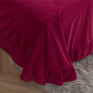 ZHAOLEI Red Super Soft Velvet Vertical Duvet Cover Set Double King Bed 4pcs Plush Bedding Set Flat Sheet Pillow Case (Color : D, Size : 200 * 230cm)