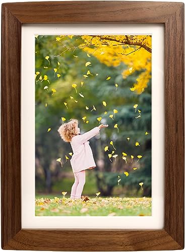 Natural Walnut Wood Photo Frames Inspired Tabletop Picture Frame with Mat, Vertical or Horizontal Display (1, 8x10)