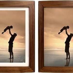 Natural Walnut Wood Photo Frames Inspired Tabletop Picture Frame with Mat, Vertical or Horizontal Display (1, 8x10)