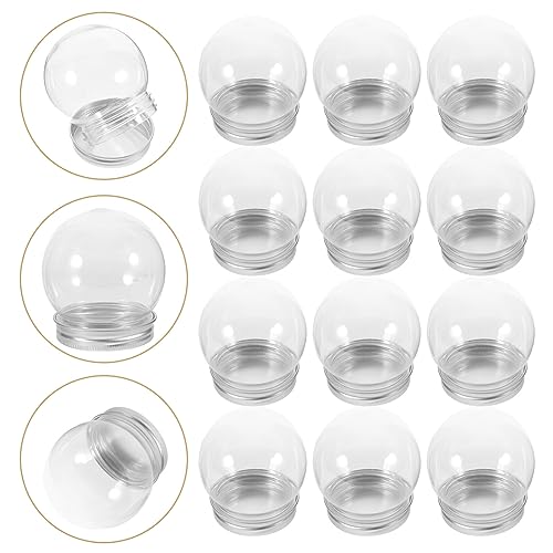 Globe 12pcs DIY Snow Globe Clear Plastic Water Globe Clear Snow Globe with Screw Off Cap for DIY Crafts Home Decoration Gifts Bottles