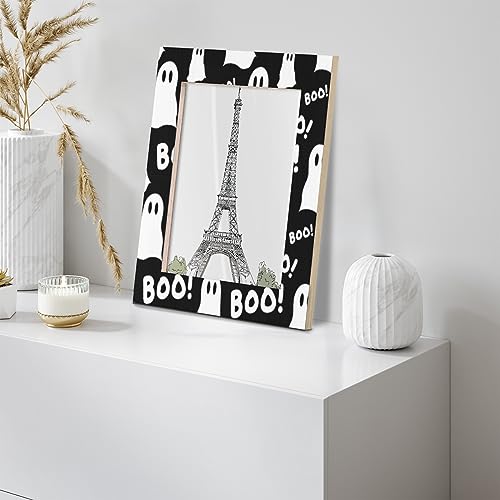 POFATO Ghost Pattern 8x10 Picture Frame Wood Photo Frame for Tabletop Display Wall Mount Picture Frame Display 8 x 10 Inch Photo Wall Decor Home Gift Frames