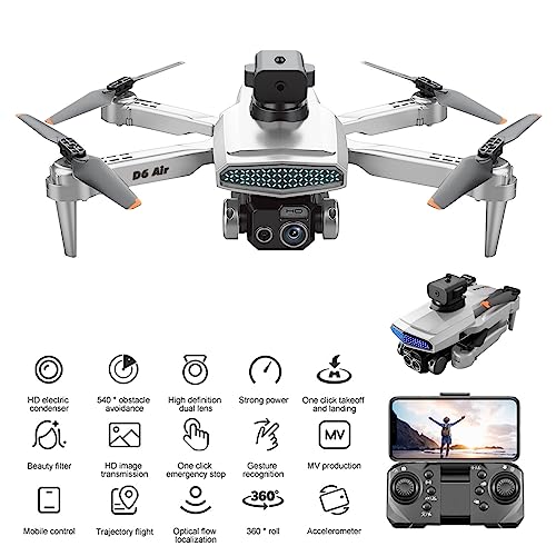 4k HD Wifi Drone With Wide-Angle Two-Lens Fpv Camera Remote Control Toys Gifts for Boys Girls with Altitude Hold Headless Mode Start Speed, Extra Long Range, Stable Flight (Gray)