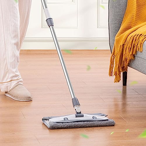 Leyeet Microfiber Floor Mop, Rotating Dust Mop with Adjustable Handle, Reusable Mop Pads, Floor Cleaner Mop or Flat Head Mop for Wood, Tiles, Marble