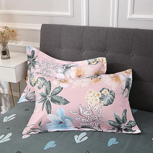 KIUINNO Floral Duvet Cover Twin Size - Soft and Breathable Bedding Set with Zipper Closure & Corner Ties, 2 Pieces, 1 Duvet Cover 66"x90" and 1 Pillow Shams, Comforter Not Included