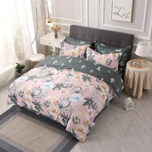 KIUINNO Floral Duvet Cover Twin Size - Soft and Breathable Bedding Set with Zipper Closure & Corner Ties, 2 Pieces, 1 Duvet Cover 66"x90" and 1 Pillow Shams, Comforter Not Included