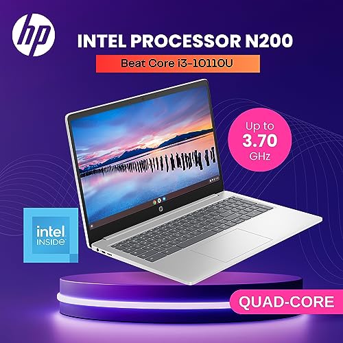 HP Chromebook 2023, 15.6" HD Display, Intel Processor N200 CPU(>i3-10110U,Upto 3.7 GHz), DDR5 8GB RAM - 64GB eMMc Storage + 128GB SD Card, HD Webcam, Numeric Keyboard, Long Battery, Chrome OS, Silver