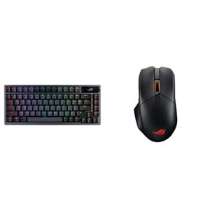 asus rog azoth 75% wireless diy custom gaming keyboard, oled display, gasket-mount & rog chakram x origin gaming mouse, tri-mode connectivity (2.4ghz rf, bluetooth, wired)