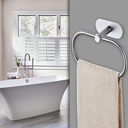 Self Adhesive Towel Ring for Bathroom, Stainless Steel Bath Hand Towel Holder Vintage Wall Mounted Bathroom Towel Rack