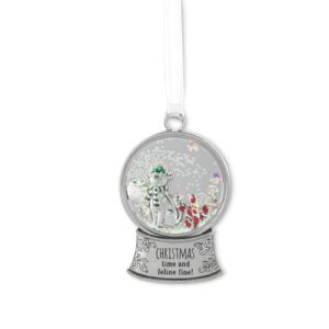 ganz snowglobe ornament, christmas time and feline fine! (ex30567)