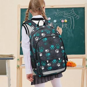 Joisal Cute Paw Prints Backpack for Middle School Girls Large Capacity Kids Sports Backpack