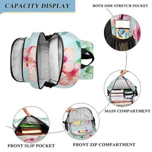 Joisal Tropical Leaves Hibiscus Flowers Middle School Backpacks for Girls Durable Kids Backpack Travel Ages 6-12