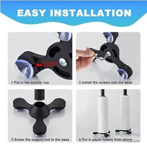 Paper Towel Holder Suction Cup Vertical Movable Removable Roll Paper Holder for Kitchen Cling Film Restaurant and Living Room Roll Paper Home Decor (1) Sponge Holder for Sink (Black, One Size)