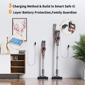 KOHE 23Kpa Cordless Vacuum Cleaner with LED Display, 6-in-1 Lightweight Stick Vacuum,45 Mins Max Runtime,2200 mAh Battery,Powerful 200W Vacuum Cleaner for Home Hard Floor Carpet Pet Hair -V10