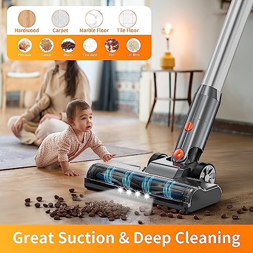 KOHE 23Kpa Cordless Vacuum Cleaner with LED Display, 6-in-1 Lightweight Stick Vacuum,45 Mins Max Runtime,2200 mAh Battery,Powerful 200W Vacuum Cleaner for Home Hard Floor Carpet Pet Hair -V10