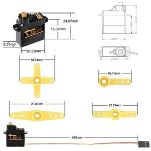 DSPOWER 2PCS 4.3G Mini Servo, RC Micro Digital Servo Motor Metal Gear Coreless Steering Servos for Fixed-Wing Helicopter Airplane Drone 1/24 1/28 RC Car SCX24 Boat Robot Toy