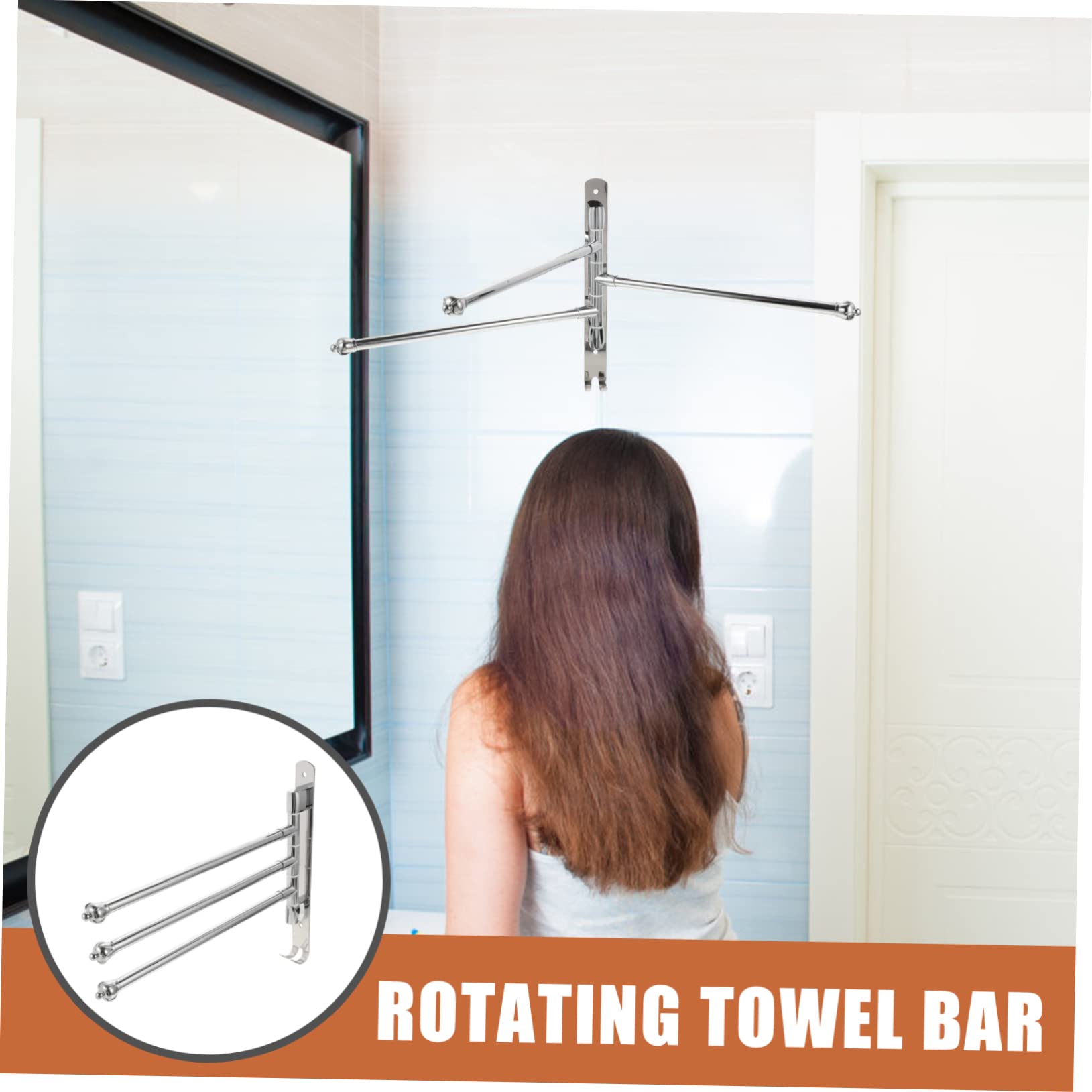 EVANEM Rotating Towel Rail Wall Mounted Hooks Swivel Towel Rack Wall Mounted Clothes Rack Bathroom Towel Hook Towel Rack for Bathroom Coat Hanger Bathroom Swing Arm Towel Bar Towel Rod