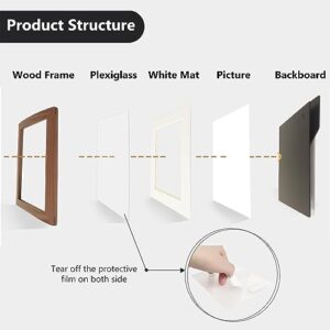 FLECHAZO 8x10 Picture Frame - Made of Natural Walunt Wood - Curved Surface - Covered by 2mm Shatterproof Plexiglass - Fit for 6x8 or 8x10 Picture - Tabletop Display