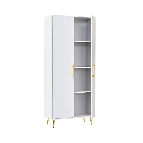 RESOM Kitchen Pantry Storage Cabinet with Doors and Adjustable Shelves, Tall White Storage Cabinet for Home Office, Garage, Laundry, Utility Room