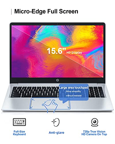 HP Chromebook Laptop for Student & Business, 15.6" HD Display, 8GB RAM, 192GB Storage (64GB eMMC+128GB MSD Card), Quad-Core Intel Pentium N200, Long Battery Life, WiFi, UHD Graphics, Chrome OS