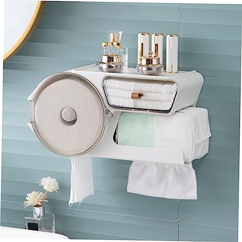 JOINPAYA Paper roll Toilet Paper Case Plastic Tissue Holder Wall Mount Paper Towel Holder Paper Towel Holder White Tissue Dispenser Wall Toilet Bathroom The Hips Wall-Mounted roll Holder