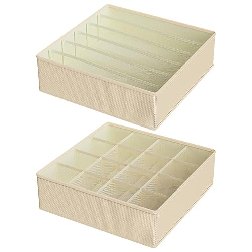 Alipis Sock Underwear Organizer Dividers Bra Storage Boxes Foldable Dresser Closet Cabinet Bins for Storing Bras Underpants Ties Belts Baby Clothes Dress Gloves Beige